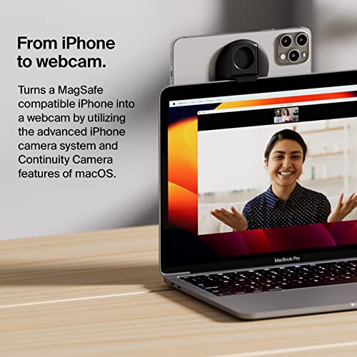 Belkin iPhone MagSafe Camera Mount for MacBook, iPhone Continuity Camera Mount, Turn iPhone to Webcam, Compatible with MacBook Pro, Air, iPhone 14, iPhone 13, iPhone 12, Black