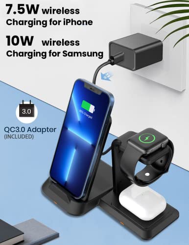 Wireless Charger,3 in 1 Wireless Charger Station for Apple iPhone/iWatch/Airpods,iPhone 14,13,12,11 (Pro, Pro Max)/XS/XR/XS/X/8(Plus),iWatch 7/6/SE/5/4/3/2,AirPods 3/2/pro