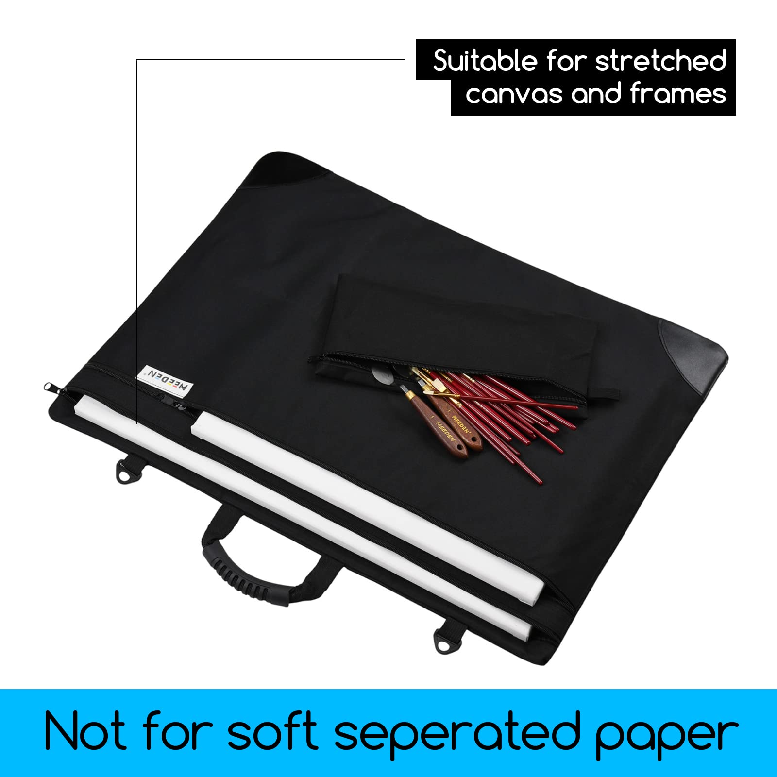 MEEDEN Studio Art Portfolio Case 20" X 26" Water-proof with Double Compartments, 600D Oxford Art Portfolio Bag, Portfolio Folder for Artwork, Canvas, Photography, Poster, Red, Hold up to 22 Lbs
