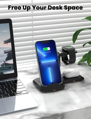 Wireless Charger,3 in 1 Wireless Charger Station for Apple iPhone/iWatch/Airpods,iPhone 14,13,12,11 (Pro, Pro Max)/XS/XR/XS/X/8(Plus),iWatch 7/6/SE/5/4/3/2,AirPods 3/2/pro