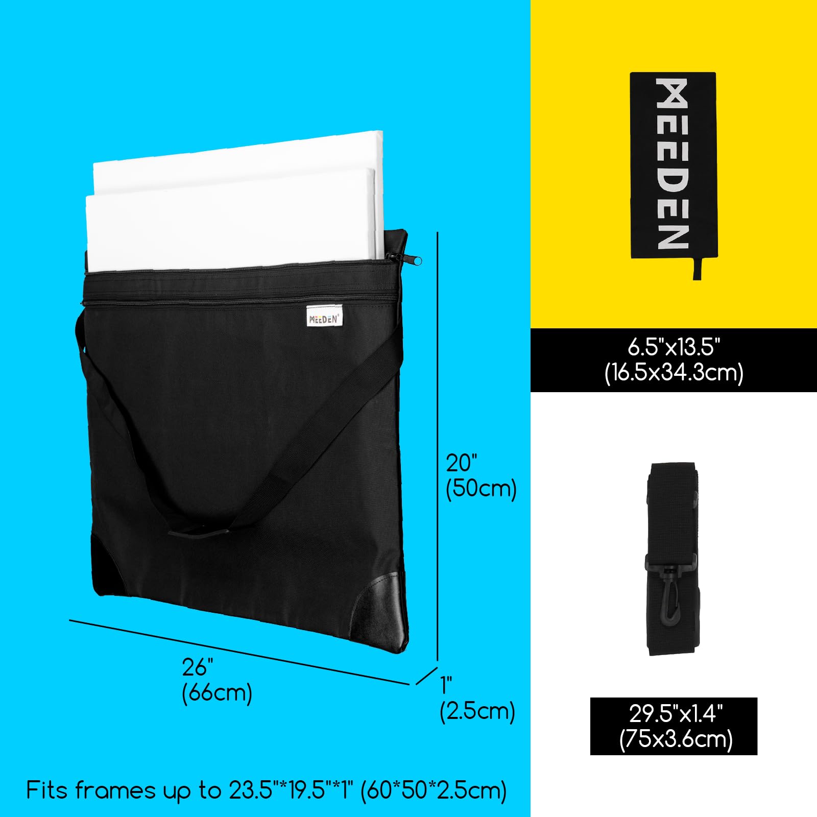 MEEDEN Studio Art Portfolio Case 20" X 26" Water-proof with Double Compartments, 600D Oxford Art Portfolio Bag, Portfolio Folder for Artwork, Canvas, Photography, Poster, Red, Hold up to 22 Lbs