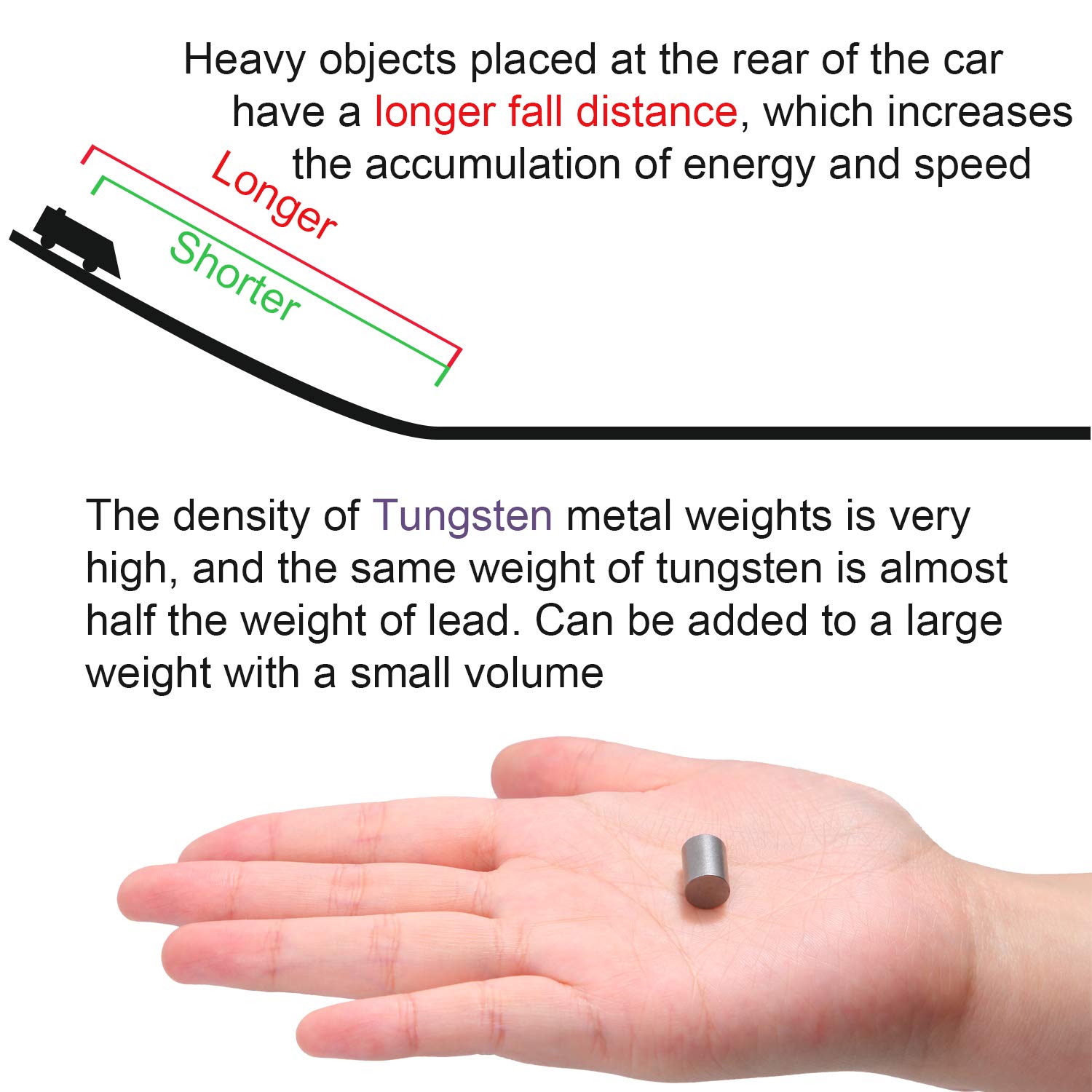 Ruisita 3.25 Ounce Tungsten Weights Wood Car Tungsten Weights Cylinders Weights in Assorted Sizes to Optimize Wood Car for Speed,Compatible with Pinewood Car Derby Weights