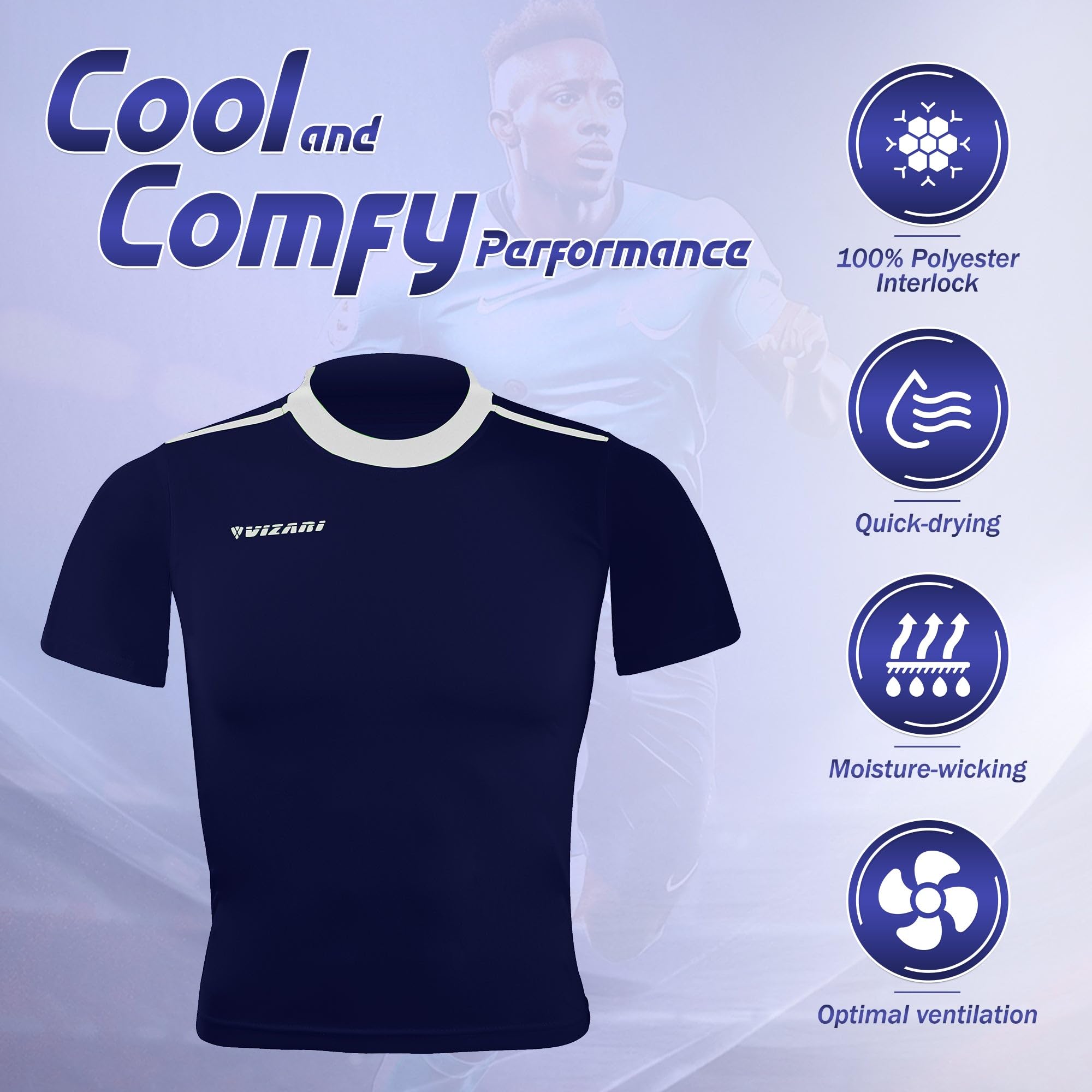 Vizari Velez Jersey for Men and Women | 100% Polyester Adult Soccer Goalie Jersey for Exceptional Performance Navy