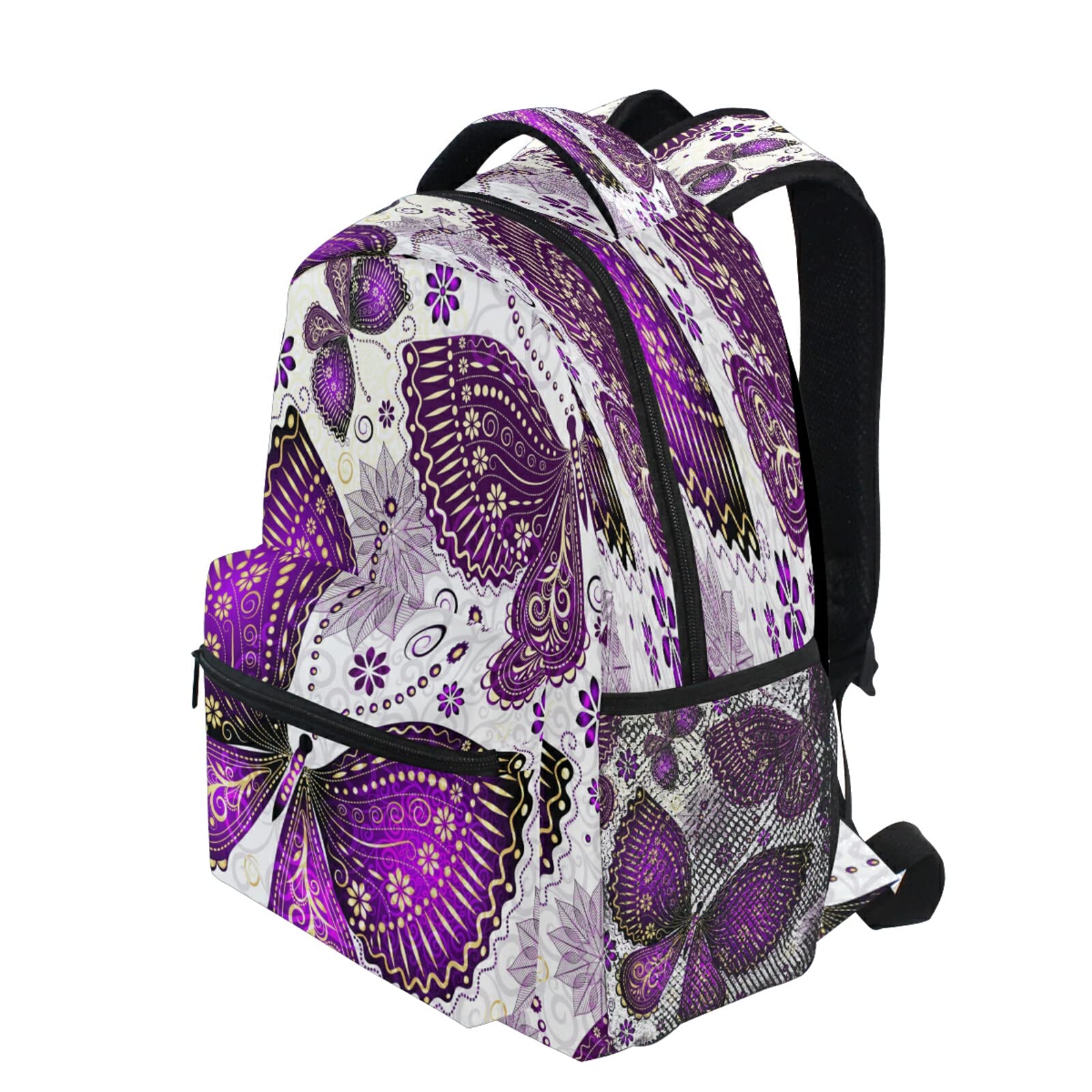 ALAZA Butterfly Violet Flower Purple Travel Laptop Backpack Business Daypack School Bag Bookbag Fit 15.6 Inch Laptops for Women Men Girls