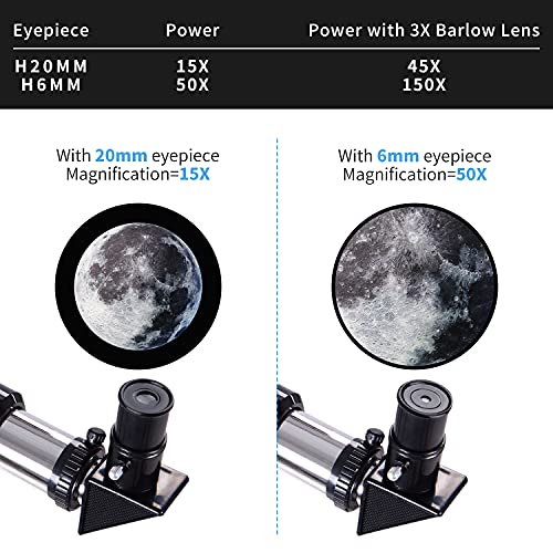 Telescope for Kids Adults Beginners - 70mm Aperture Refractor Telescope for Stargazing with Adjustable Tripod Phone Adapter Wireless Remote Perfect Christmas Astronomy Gifts for Kids, Black