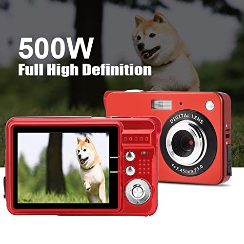 Nofaner Digital Camera, 8X Zoom Card Digital Camera 5 MP 2.7in LCD Display Maximum Support 32GB Memory Card Builtin Microphone Mini Digital Camera(red)