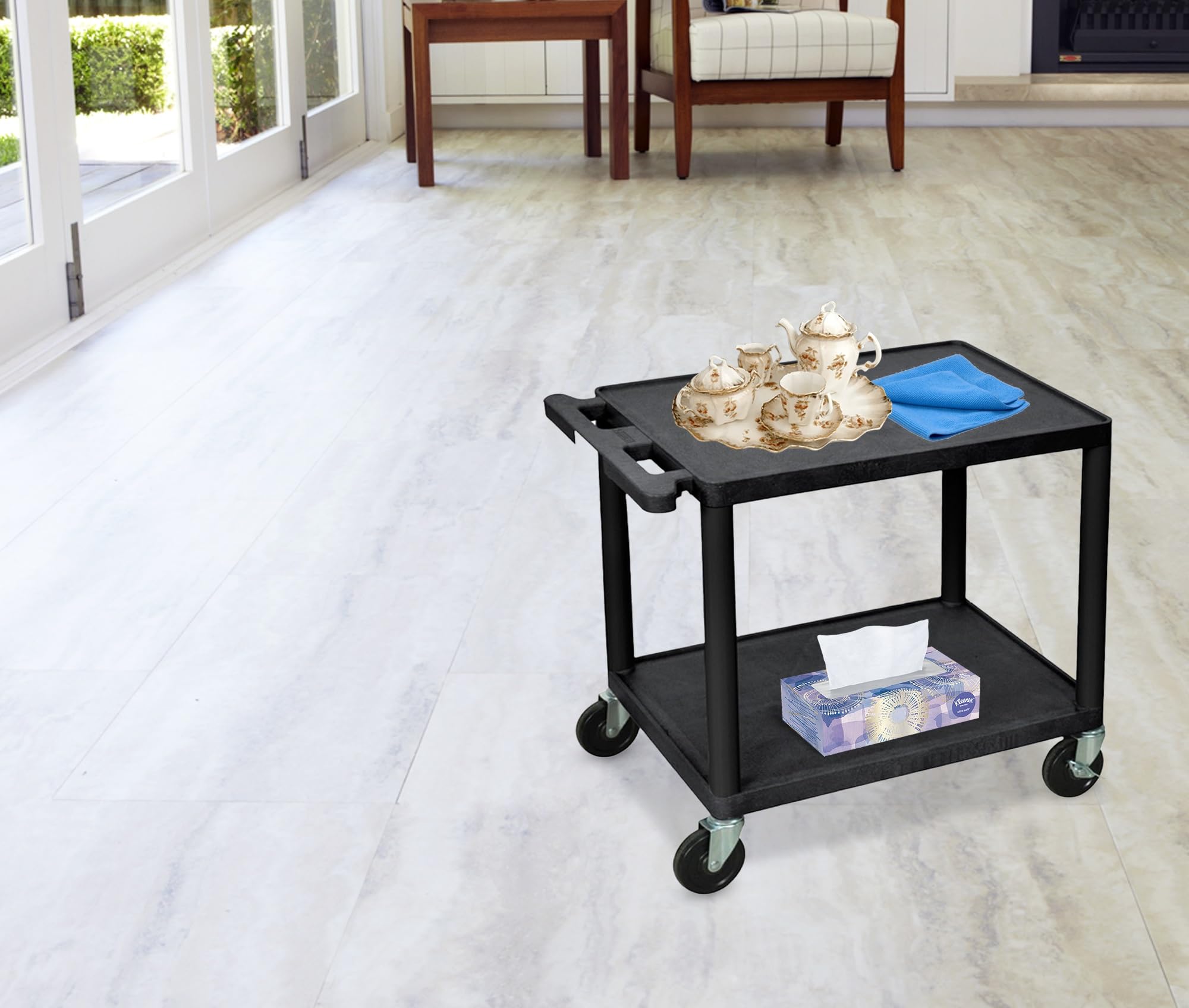 Luxor LP26-B 26" H AV Cart - Two Shelves
