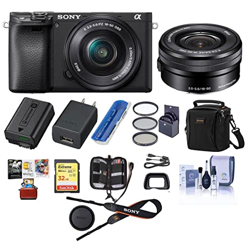 Sony Alpha a6400 24.2MP Mirrorless Digital Camera with 16-50mm f/3.5-5.6 OSS Lens - Bundle with Camera Case, 32GB SDHC Card, 40.5mm Filter Kit, Cleaning Kit, Card Reader, Memory Wallet, Mac Software