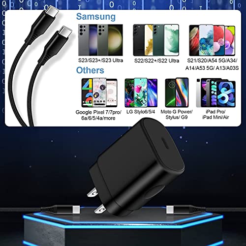 A54 Super Fast Samsung 25W Type C Charger USB C Charging Block for Samsung Galaxy A53 A14 A13 5G,A34,S23 S22 Ultra,S21 FE,S20,A03S,Z Flip4 Fold4,Wall Charger Plug Box+6FT C Andriod Phone Charger Cable