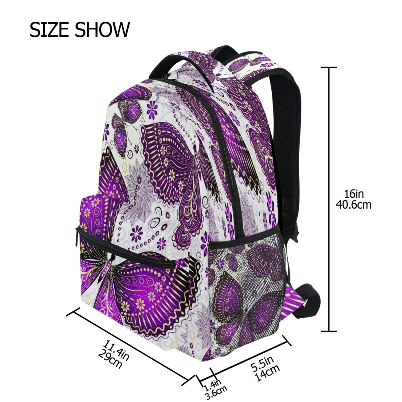 ALAZA Butterfly Violet Flower Purple Travel Laptop Backpack Business Daypack School Bag Bookbag Fit 15.6 Inch Laptops for Women Men Girls