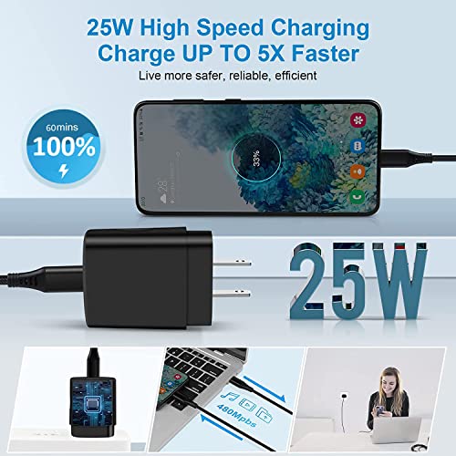 A54 Super Fast Samsung 25W Type C Charger USB C Charging Block for Samsung Galaxy A53 A14 A13 5G,A34,S23 S22 Ultra,S21 FE,S20,A03S,Z Flip4 Fold4,Wall Charger Plug Box+6FT C Andriod Phone Charger Cable