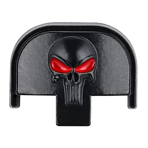 3D Aluminum Rear Cover Slide Back Plate for Smith and Wesson SD9 SD9VE SD40 SD40VE 9mm/.40 Accessories, Black Skull Red Eyes