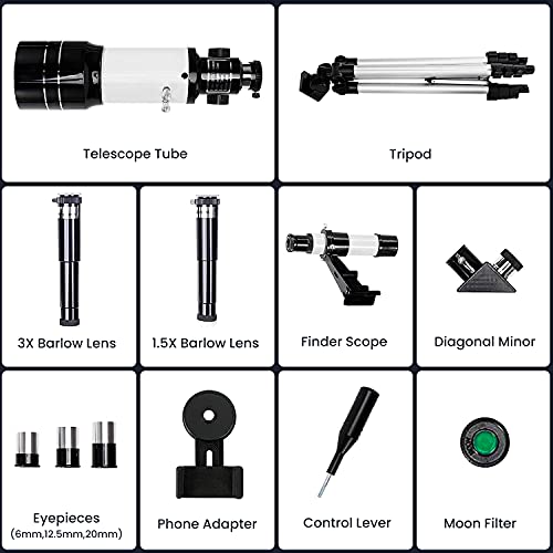 Merkmak Telescopes for Adults Astronomy, Telescope 70mm Aperture 300mm AZ Mount Refractor Telescope for Kids Beginners (15X-150X) - Telescope with Adjustable Tripod, Phone Adapter and Backpack