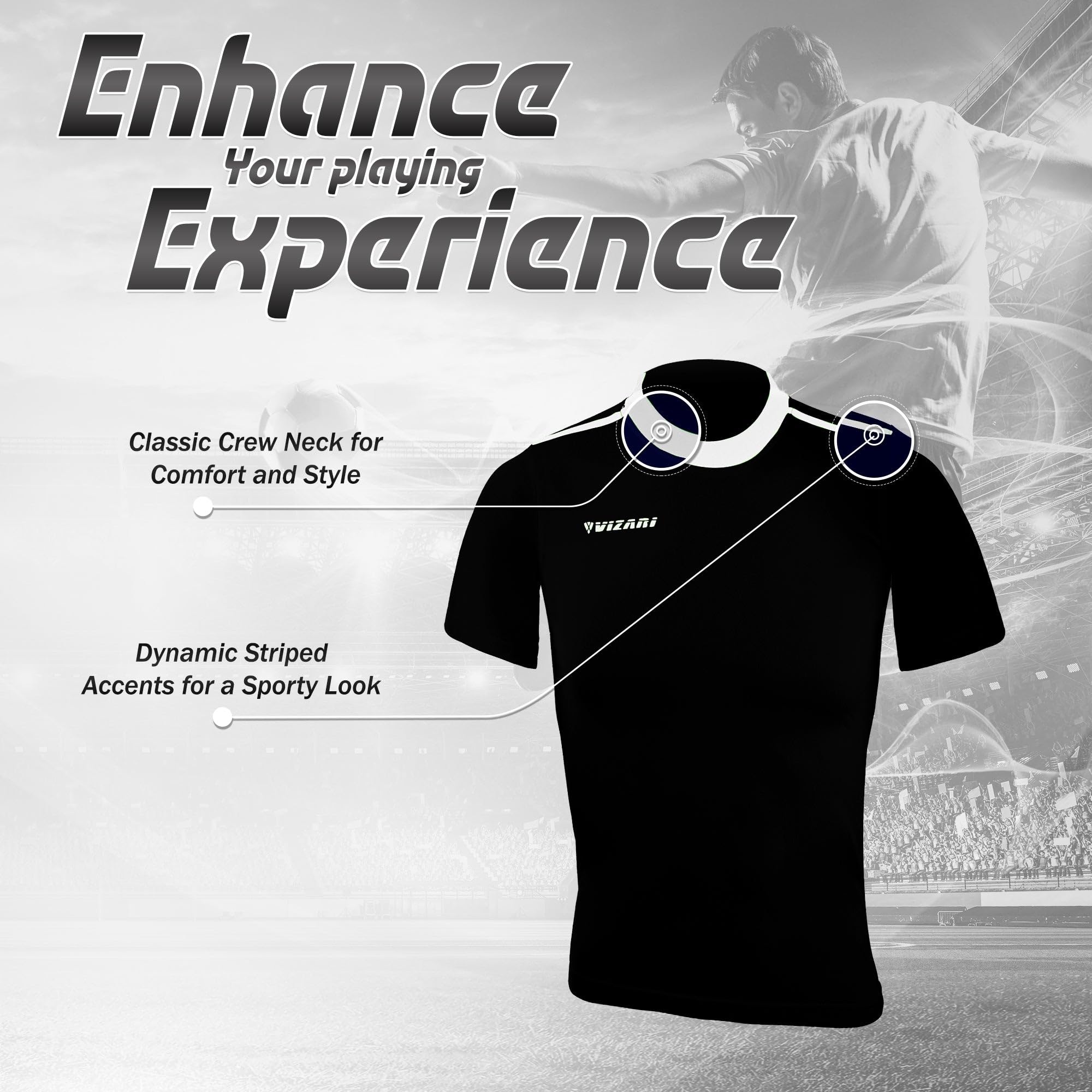 Vizari Velez Jersey for Men and Women | 100% Polyester Adult Soccer Goalie Jersey for Exceptional Performance Black