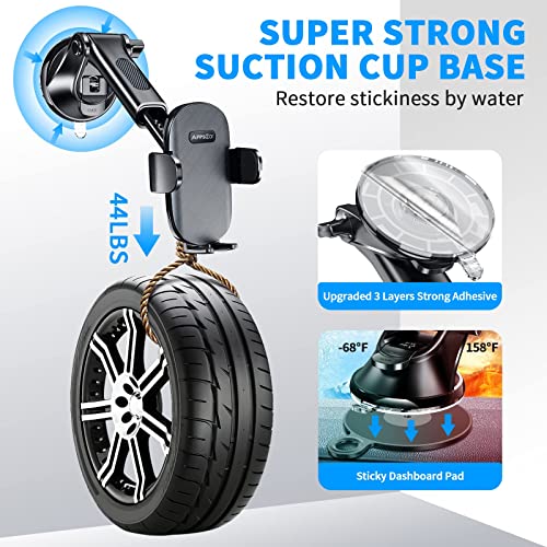 APPS2Car Phone Mount for Car, 3-in-1 Suction Cup Phone Holder for Car Dashboard Windshield Vent Universal Cell Phone Holder for Car, Compatible with iPhone, Samsung, All Cellphone, Thick Case Friendly