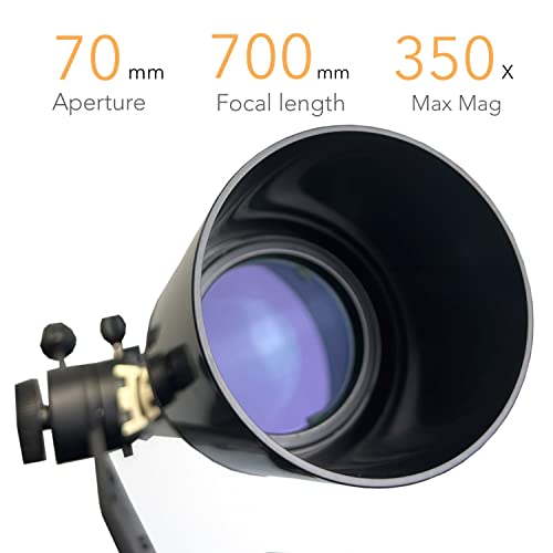ExploraPro 70AZ Refractor Telescope β 70mm Aperture 700mm Focal Length Manual Alt-AZ Telescope with Slow Motion Control β Smartphone Adapter and Remote Shutter - Spectrum Optical Instruments