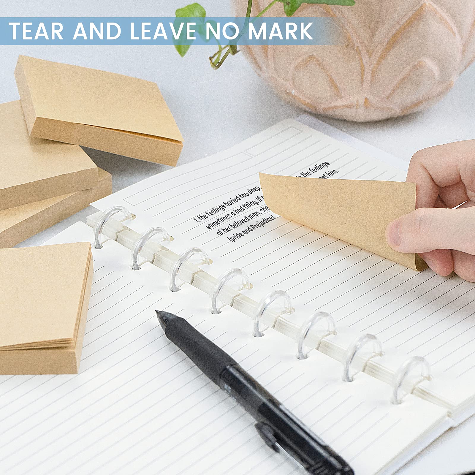 Eagle Sticky Notes, 3โx 3โ, Color Self-Stick Note Pads, 4 Pads, Adhesive Note Pads for Office, School and Home Use, 100 Sheets/Pad(Kraft Paper)