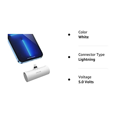Mini Portable Charger Built in Cable 5000mAh Power Bank Ultra-Compact Battery Pack Phone Charger Portable Fast Charging Compatible with iPhone 14/14 Pro Max/13/13 Mini/13 Pro Max/12/12 (White)