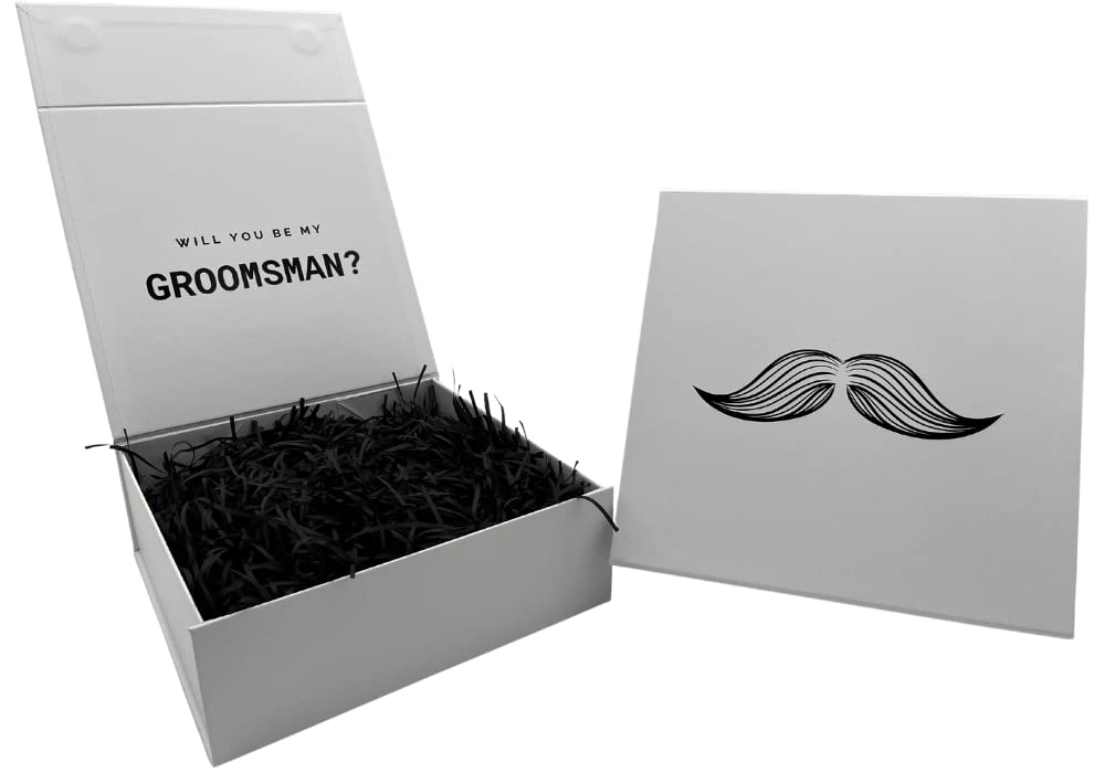 Groomsman Proposal Box | 1 Magnetic Lid Box | 1 Premium Groomsman Box | Groomsman Box, White & Black