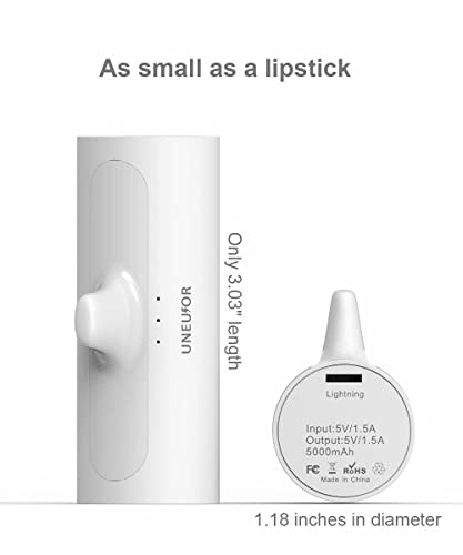 Mini Portable Charger Built in Cable 5000mAh Power Bank Ultra-Compact Battery Pack Phone Charger Portable Fast Charging Compatible with iPhone 14/14 Pro Max/13/13 Mini/13 Pro Max/12/12 (White)