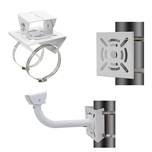 Universal Vertical Pole Mount Adapter with 2 Loops(20cm Diameter) Wall Mounting Loop Bracket and 4 Mounting Screws for CCTV Security Camera PTZ Dome