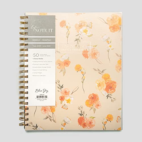 Blue Sky Life Note It 2023-2024 Academic Year Weekly and Monthly Planner Notes, 8.5" x 11", Frosted Cover, Wirebound, Hannah Frosted (142588-A24)