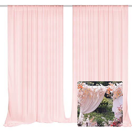 Emart Pink Backdrop Curtains, 10 X 10ft Tulle Chiffon Fabric Drape for Parties Wedding Stage Decoration, Soft Smooth Background Cloth for Baby Shower Photography Birthday Photo Photoshoot