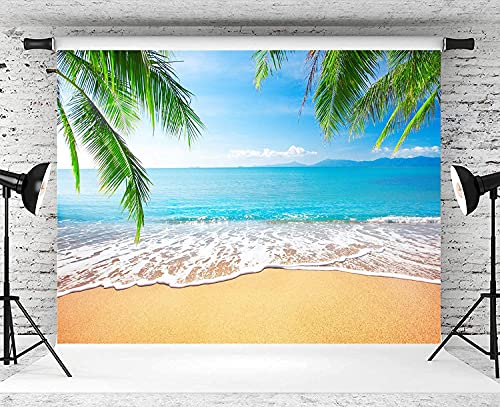 GYA 8x6ft Tropical Beach Backdrop Summer Palm Island Seaside Leaves Photography Background Props for Studio,Wedding,Party Photo Backdrops