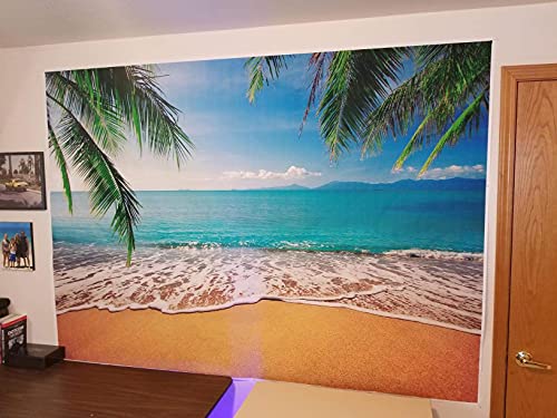 GYA 8x6ft Tropical Beach Backdrop Summer Palm Island Seaside Leaves Photography Background Props for Studio,Wedding,Party Photo Backdrops