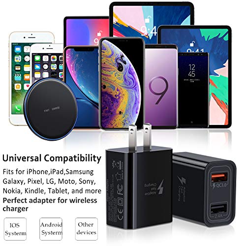 Pofesun 2Pack 30W Fast Charger 3.0 Dual USB Wall Charger, QC 3.0 Charging Block Fast Charging Power Adapter Compatible for Galaxy S21 S20 S10 S9 S8 Note 10 9 iPhone iPad LG Pixel Tablets-Black
