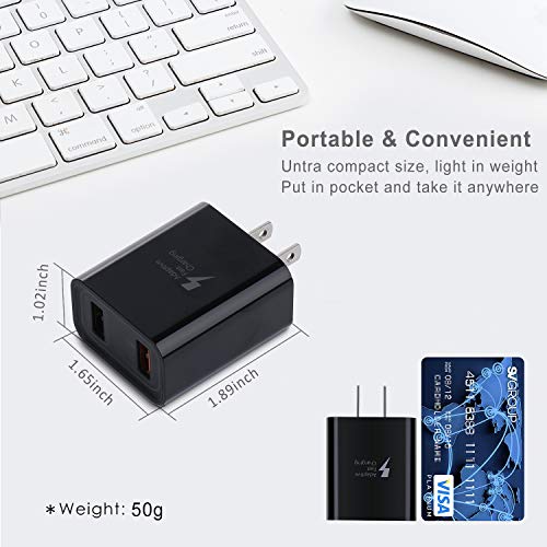 Pofesun 2Pack 30W Fast Charger 3.0 Dual USB Wall Charger, QC 3.0 Charging Block Fast Charging Power Adapter Compatible for Galaxy S21 S20 S10 S9 S8 Note 10 9 iPhone iPad LG Pixel Tablets-Black