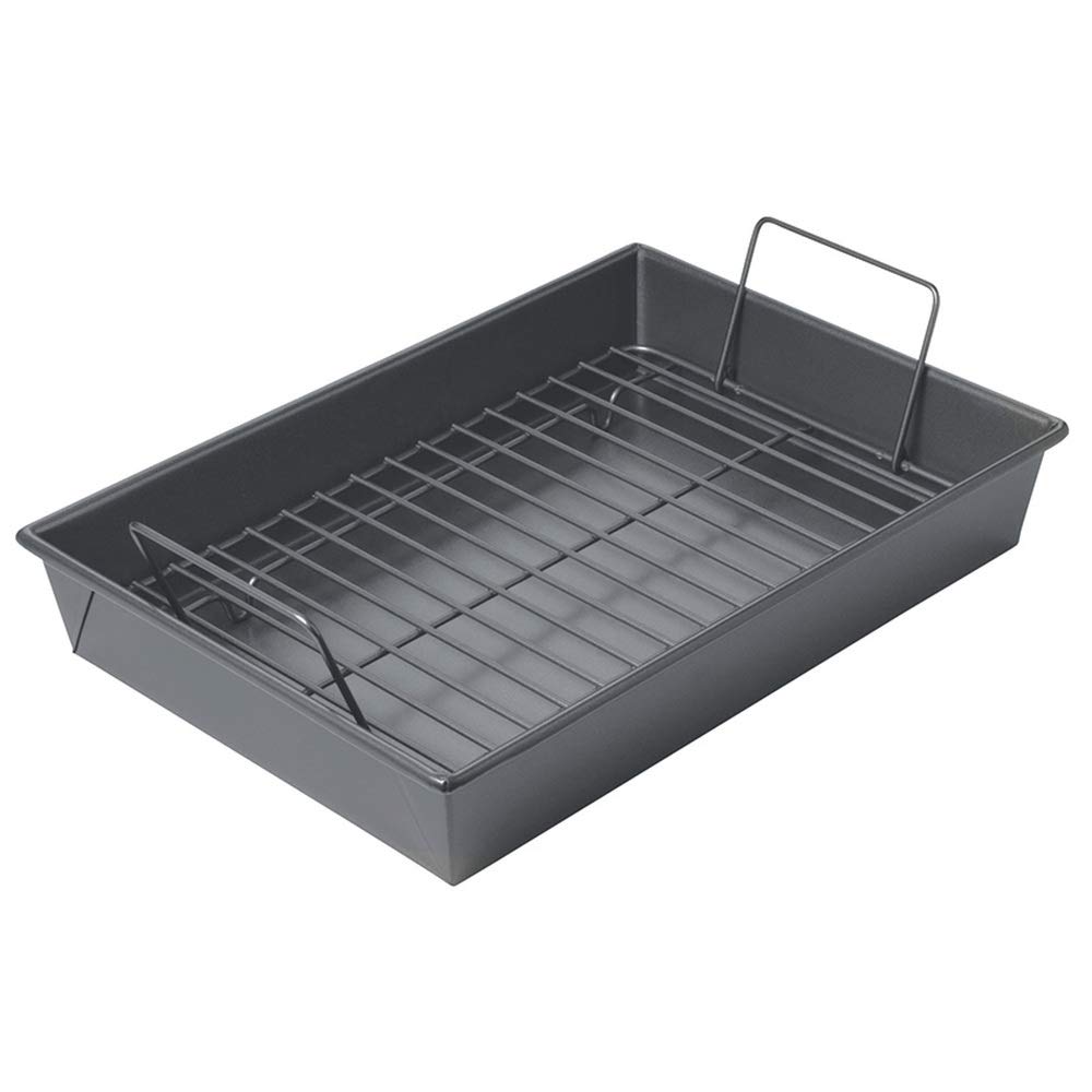 Chicago Metallic Professional Roast Pan with Non-Stick Rack, 13-Inch-by-9-Inch, Gray