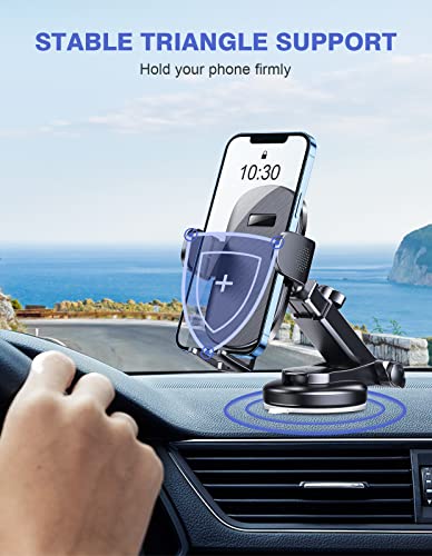 Ruiwwo Phone Mount for Car, Car Phone Holder Dashboard & Windshield, [Strong Suction] Universal Cell Phone Holder Car Compatible with iPhone 13 Pro Max/12/11/XS/8 and More