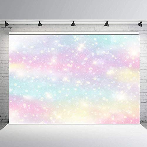 MEHOFOTO Glitter Rainbow Watercolor Pastel Colorful Photo Studio Booth Background Props Watercolor Glitter Stars Magical Happy Birthday Party Decor Bokeh Banner Backdrops for Photography 7x5ft