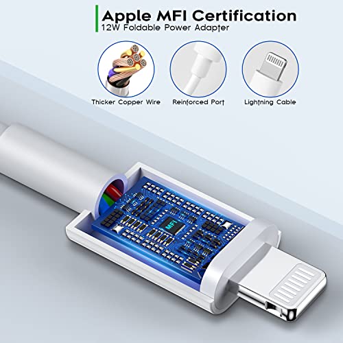 iPad Charger,Fast Apple Charger for iPhone 【Apple MFI Certified】12W Flodable Fast Charging USB Wall Charger Portable Travel Block with 2 Pack 6.6FT USB to Lightning Cable for iPad/Mini/Air/Pro,iPhone