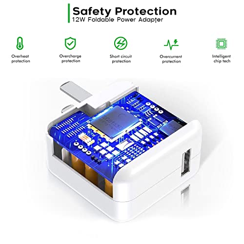iPad Charger,Fast Apple Charger for iPhone 【Apple MFI Certified】12W Flodable Fast Charging USB Wall Charger Portable Travel Block with 2 Pack 6.6FT USB to Lightning Cable for iPad/Mini/Air/Pro,iPhone