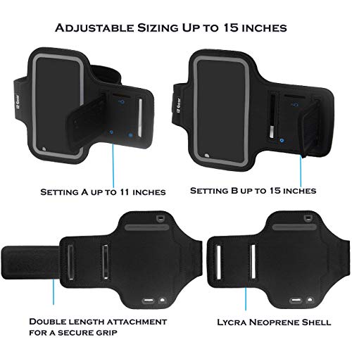 i2 Gear Running Exercise Armband for iPod Touch 7th, 6th and 5th Generation MP3 Players and Phones with Reflective Border and Key Holder (Black)