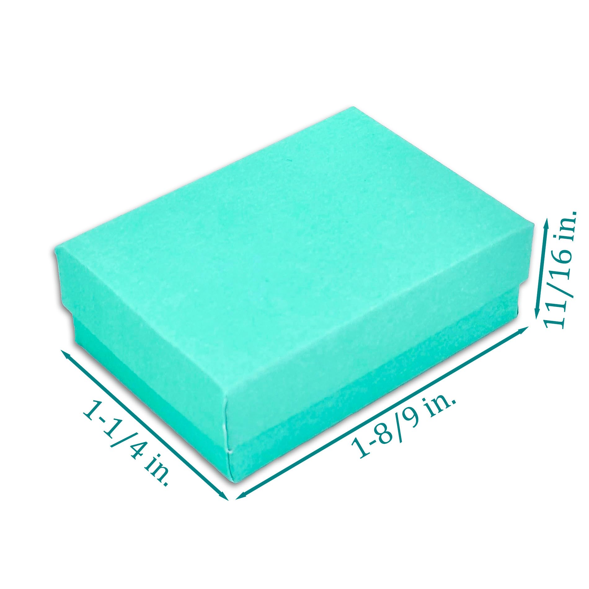 TheDisplayGuys - 100-Pack #10 Cotton Filled Cardboard Paper Jewelry Box Gift Case - Teal Green (1 15/16" x 1 1/4" x 11/16")