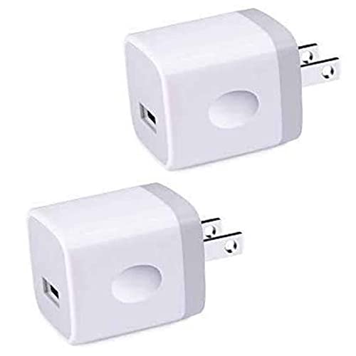 USB Wall Charger, Power Adapter, VectorTech (2-Pack) 5V/1Amp Single Port Quick Charger Plug Cube for iPhone X 7/6S/6S Plus/6 Plus/6/5S/5, Samsung Galaxy S7/S6/S5 Edge, LG, HTC, Huawei, Moto, Kindle