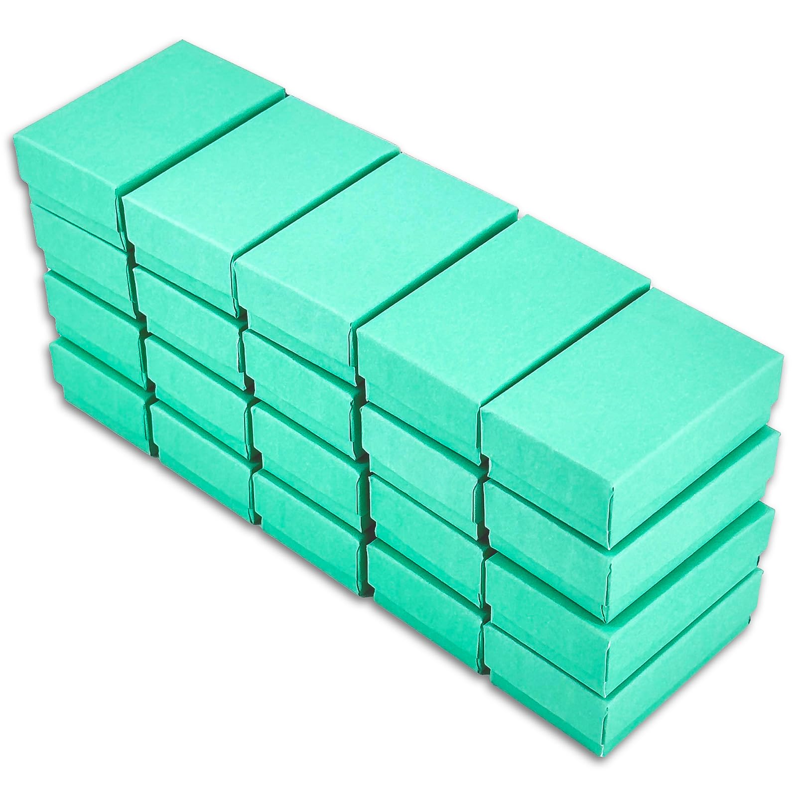 TheDisplayGuys - 100-Pack #10 Cotton Filled Cardboard Paper Jewelry Box Gift Case - Teal Green (1 15/16" x 1 1/4" x 11/16")