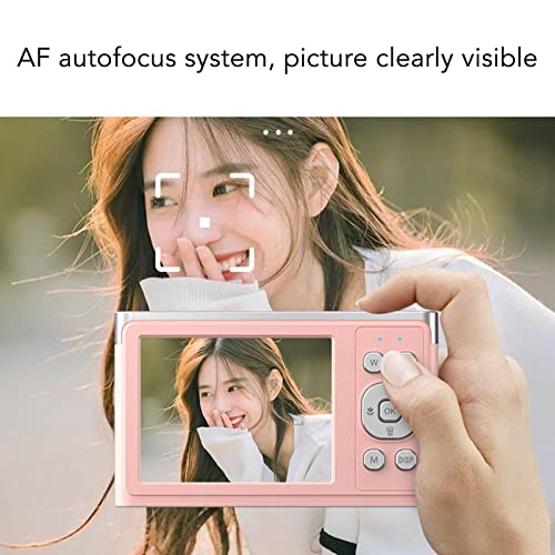 4K Digital Camera, 2.88In 50MP Pixels Mirrorless IPS HD Compact Camera, AF Autofocus 16X Zoom Camera with Built in LED Fill Light (Pink)