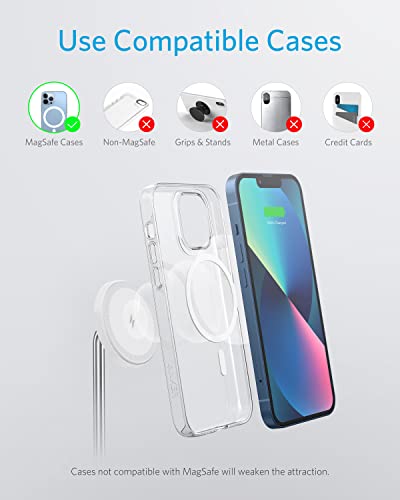 Anker Wireless Charging Stand, PowerWave Select Magnetic Stand Lite with 5 ft USB-C Cable, Charging Stand for iPhone 14 and 13 Series (No AC Adapter)