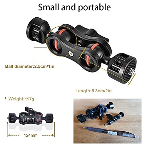 UTEBIT 360 Degree Rotation Magic Articulating Arm Double Ballhead Arm 1/4" Heavy Duty Friction Arms Mount Bracket with Flash Light Hot Shoe + Camera Fixing Screw Adapter for Camera DSLR Monitor Video