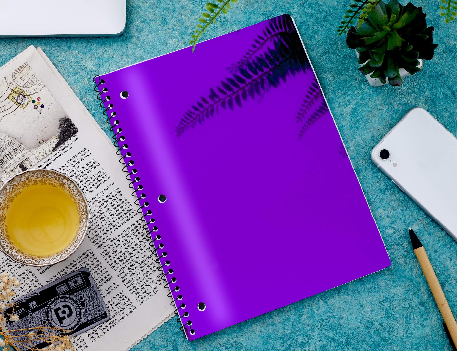 It's Academic College-Ruled Spiral Notebook, 1-Subject, 80 Sheet, Metallic Purple and Teal, 4 Pack