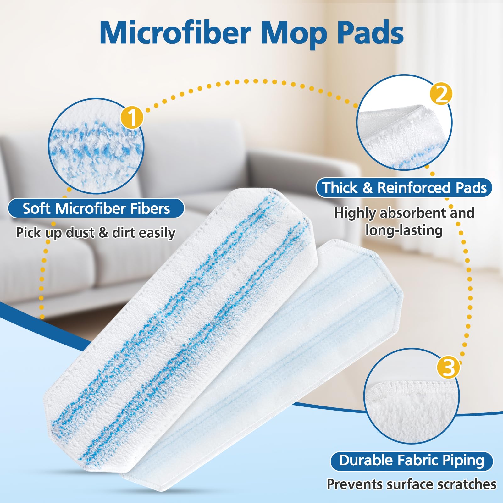 Vacuum Mop Replacement Pads, Compatible with Roborock S7 S7+ T7 T7S T7S Plus S7MaxV S7MaxV Plus S7MaxV Ultra Robot Vacuum, Washable Mop Cloth Rags Reusable Soft Mopping Pad Parts Accessories(6 Pcs)