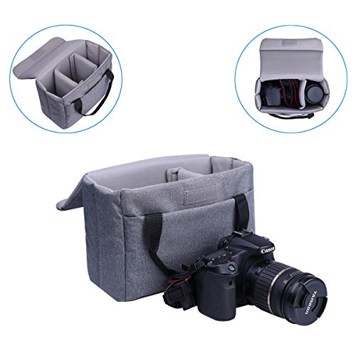 BOMKEE Camera Inserts Protective Bag Padded Insert Camer Cube Water Resistant DSLR SLR Case Foldable Liner for Sony,Canon,Nikon,Olympus Camera Lens Accessories Grey