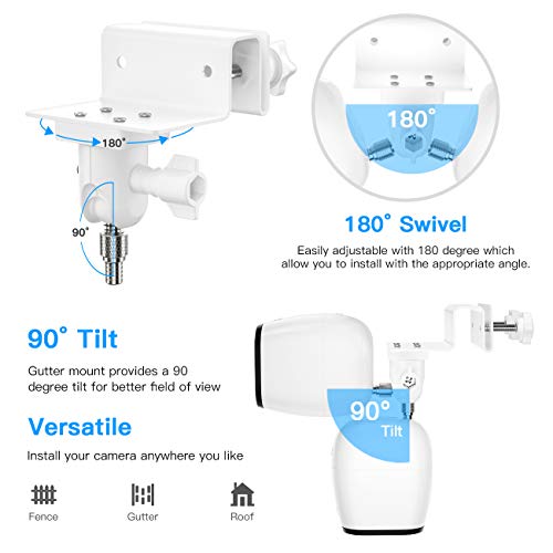 Gutter Mount for Arlo Ultra, Arlo Essential, Arlo Pro 3, Arlo Pro 4, Arlo HD, eufy Cam and Other Arlo Cameras (White, 2 Pack by OkeMeeo)