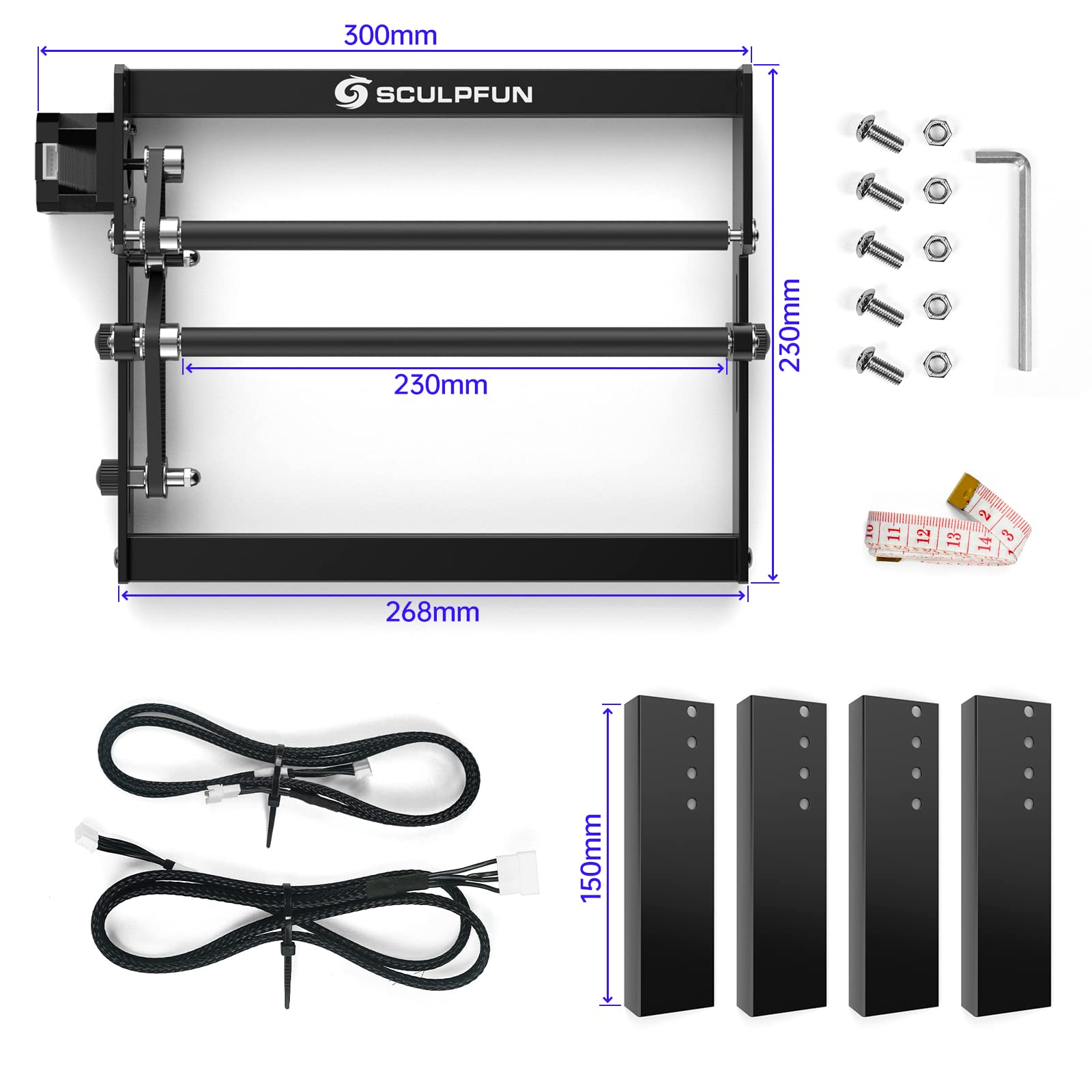 SCULPFUN Laser Rotary Roller, Laser Engraver Y-axis Rotary Module, 360° Laser Rotary Attachment for Engraving Cylindrical Objects Cans, Compatible with Most Laser Engraving Machines on The Market