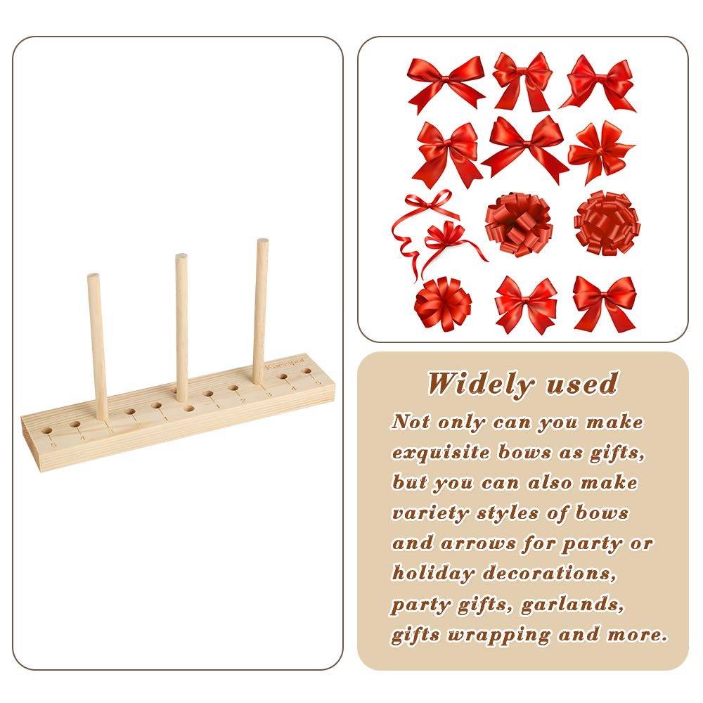 Karsspor Bow Maker Bow Making Tool for Ribbon, Wooden Wreath Bow Maker for Making Gift Bows, Wrist Corsages, Party Decorations, Hair Bows, Holiday Wreaths(with Instructions)