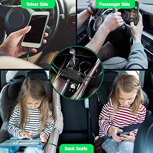 Multi Ports USB Car Charger, 96W 6 Port QC3.0 Fast Car Charger Adapter Multiple Ports, with Four Quick Charge 3.0 Port, 12V-24V Multi Device Cigarette Lighter for Smart Phone & Tablets Charging